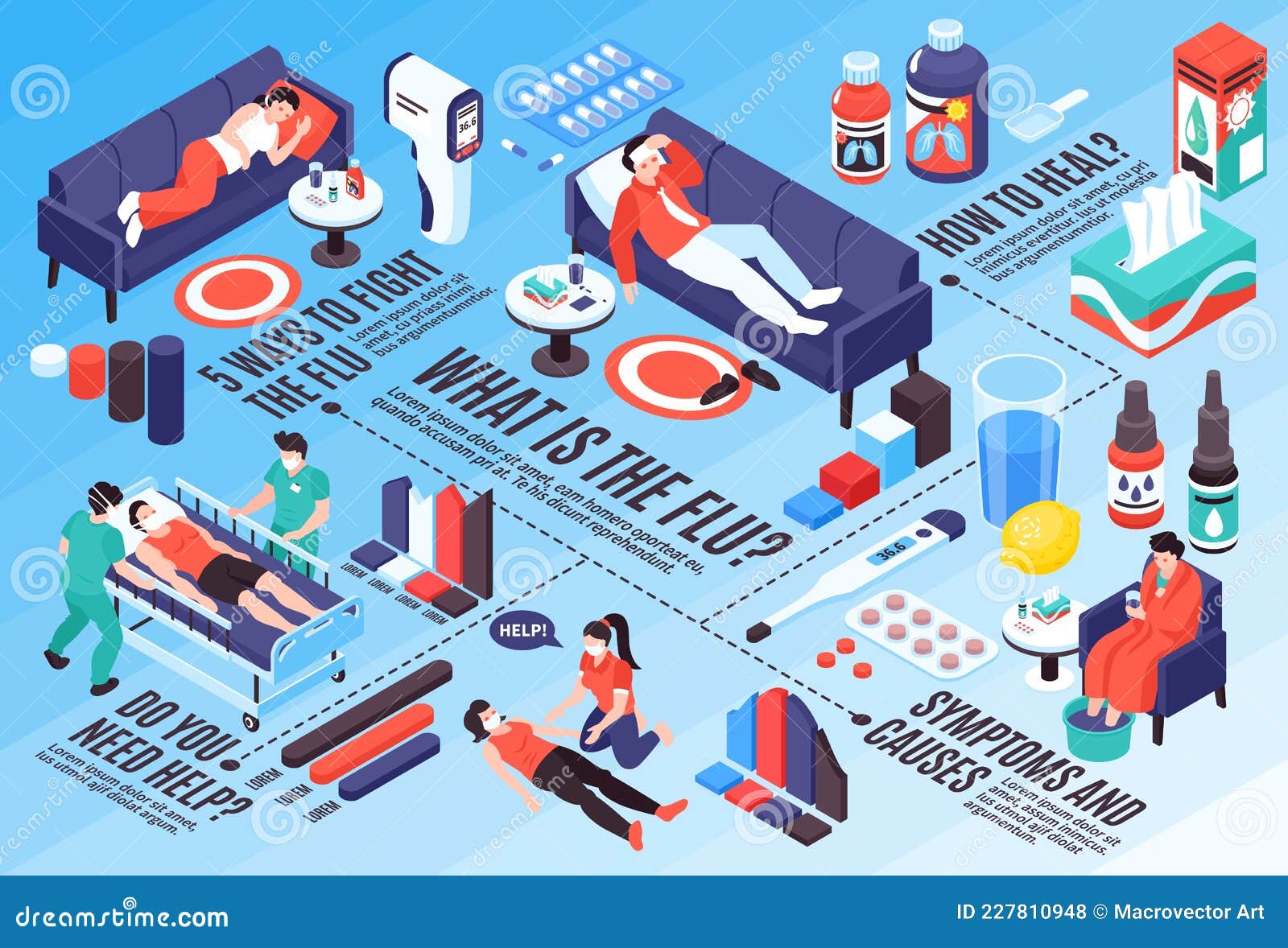 Isometric Cold Flu Flowchart Stock Vector - Illustration of graphic ...