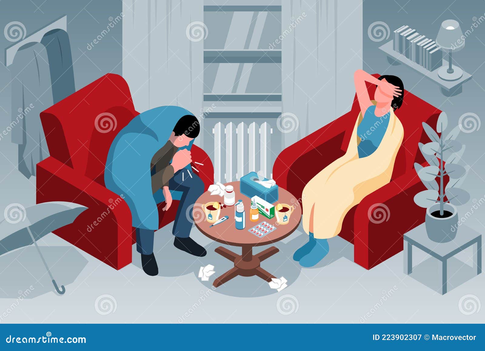 Family Got Cold Composition Stock Vector - Illustration of sickness ...