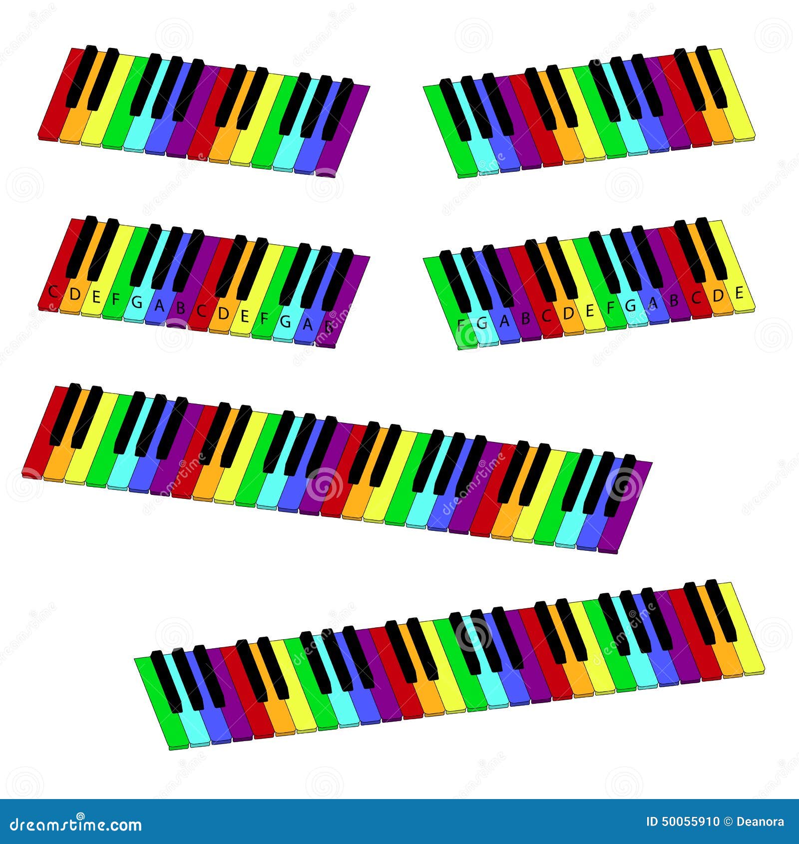 Isometric Colorful Piano Keyboard Set Stock Vector - Illustration of ...