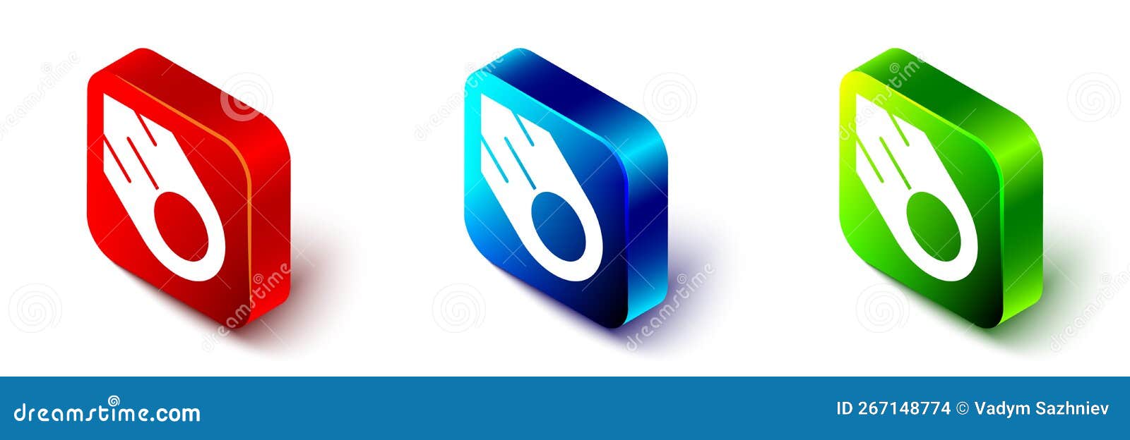 Isometric Comet Falling Down Fast Icon Isolated on White Background ...