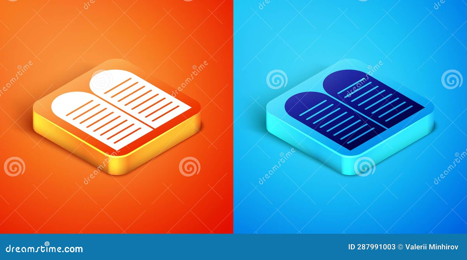 Isometric the Commandments Icon Isolated on Orange and Blue Background ...