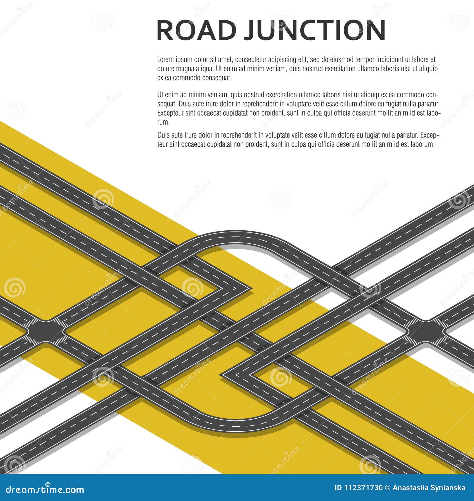 Isometric Complex Road Junction with Place for Text. Top View Stock ...
