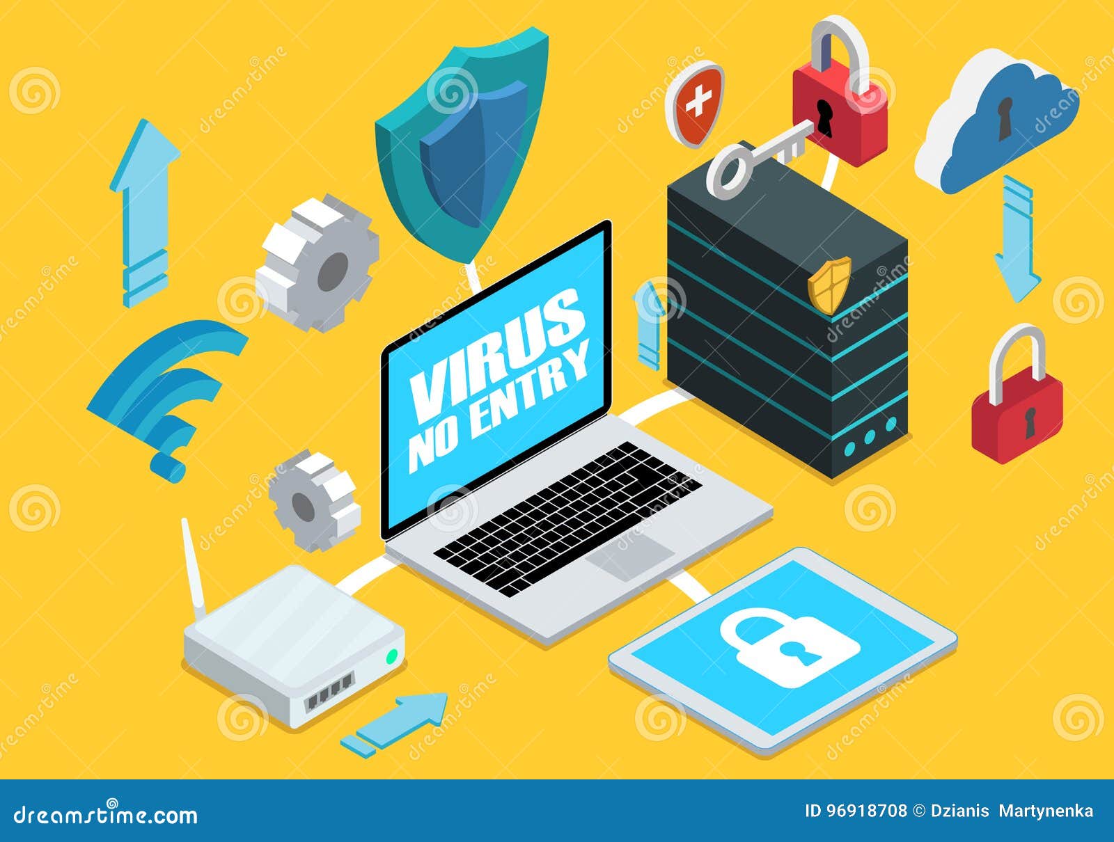 Isometric Computer with Components of Internet Security Stock Vector ...