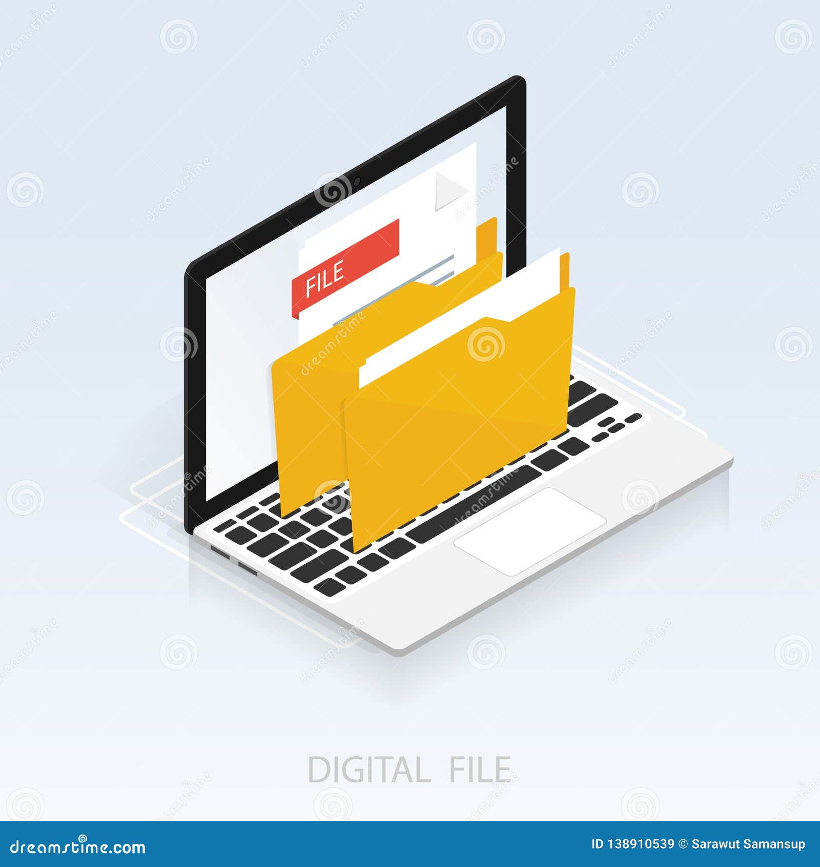 Isometric Computer Digital File Folder Vector Stock Vector ...