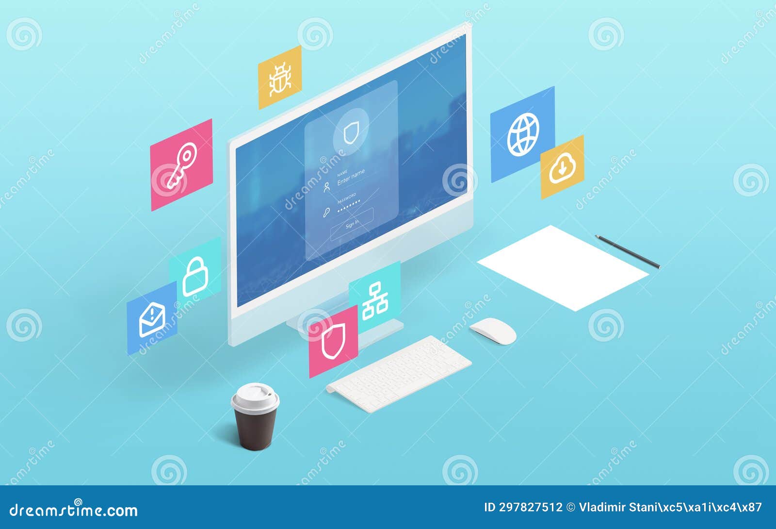 Floating Icons With Long Shadow Royalty-Free Stock Photo ...