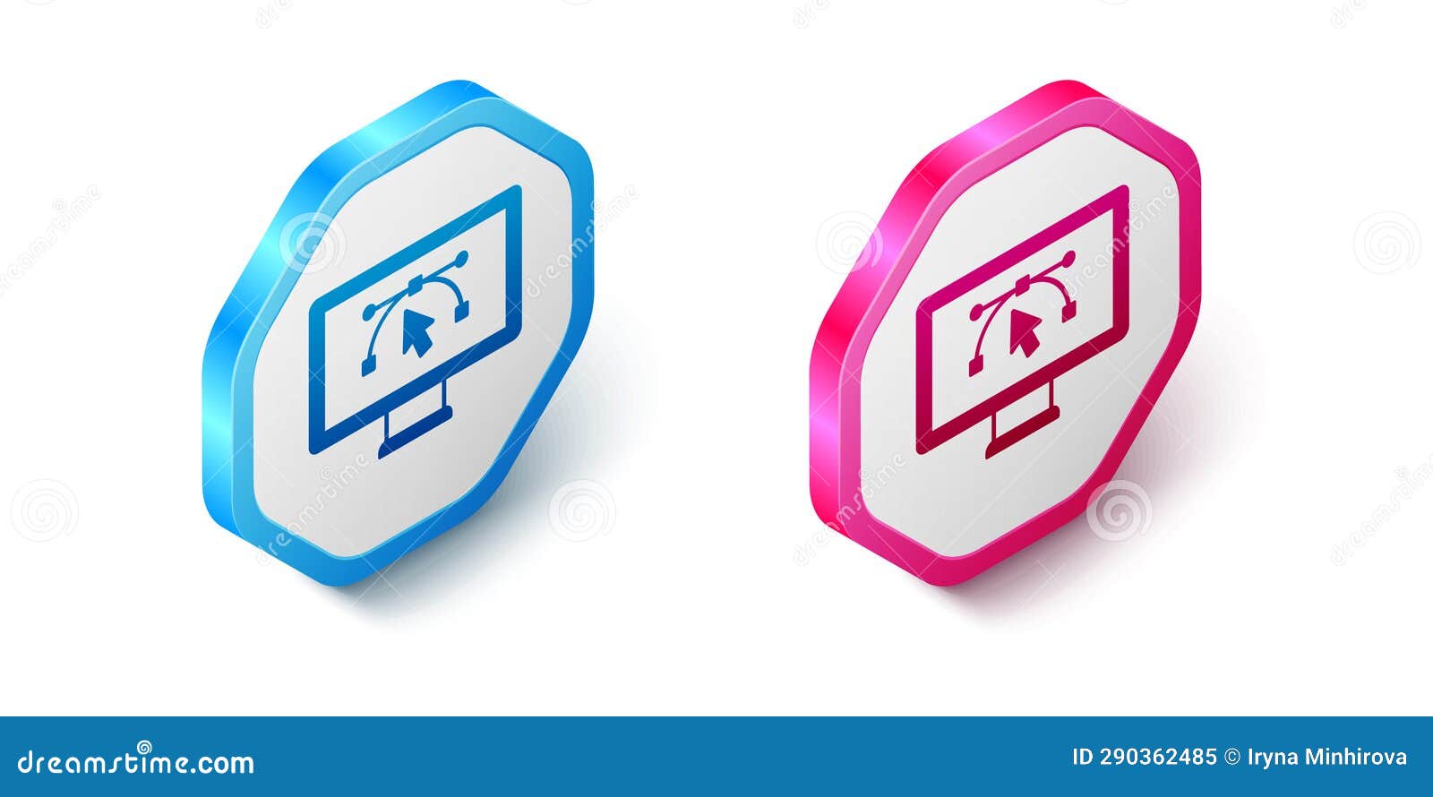 Isometric Computer Display with Vector Design Program Icon Isolated on ...