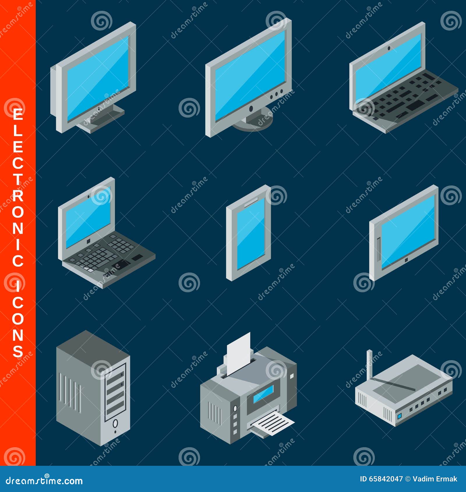 Isometric Computer Equipment Icons Stock Vector - Illustration of flat ...