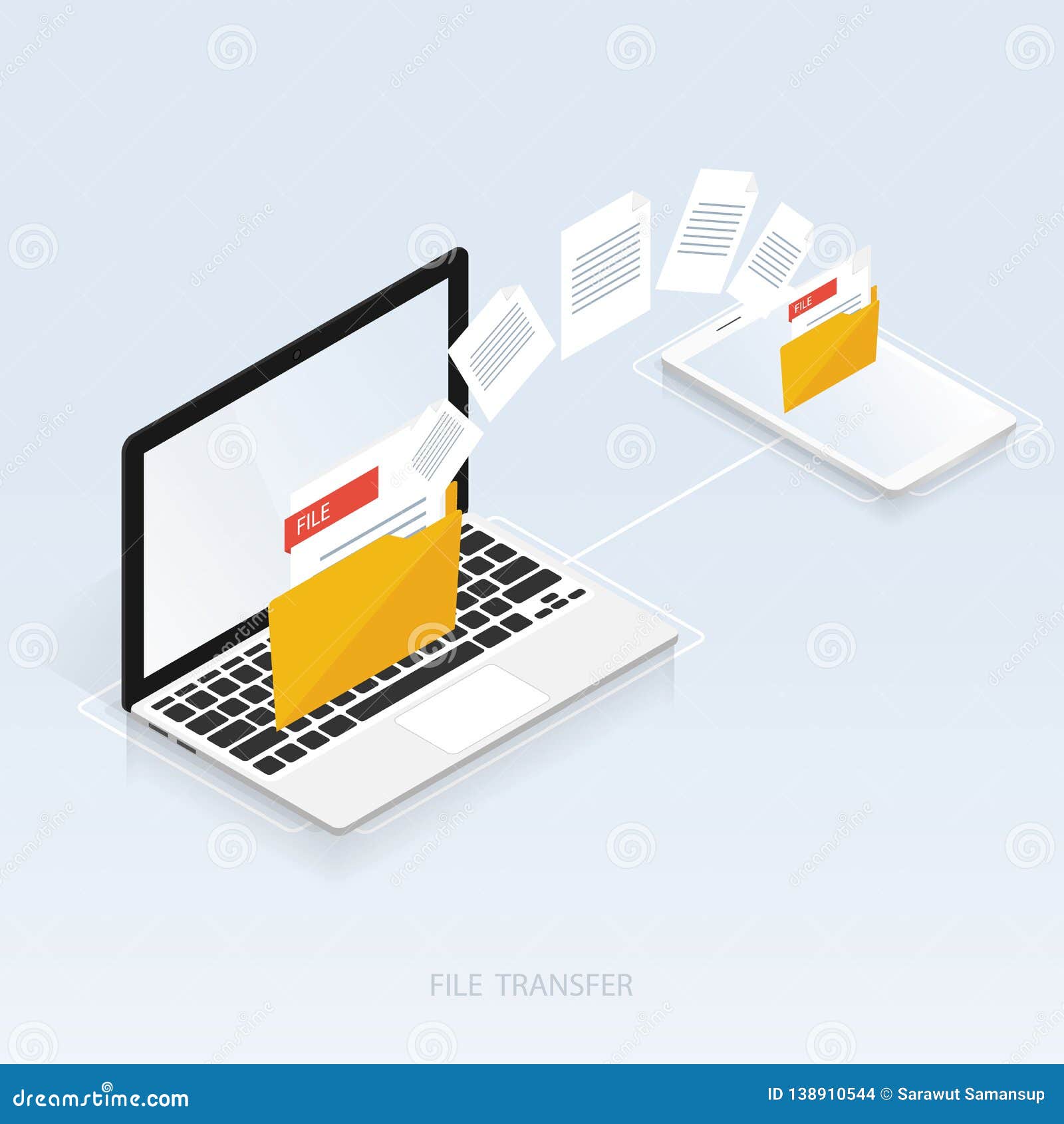 Isometric Computer File Transfer Vector Stock Vector - Illustration of ...