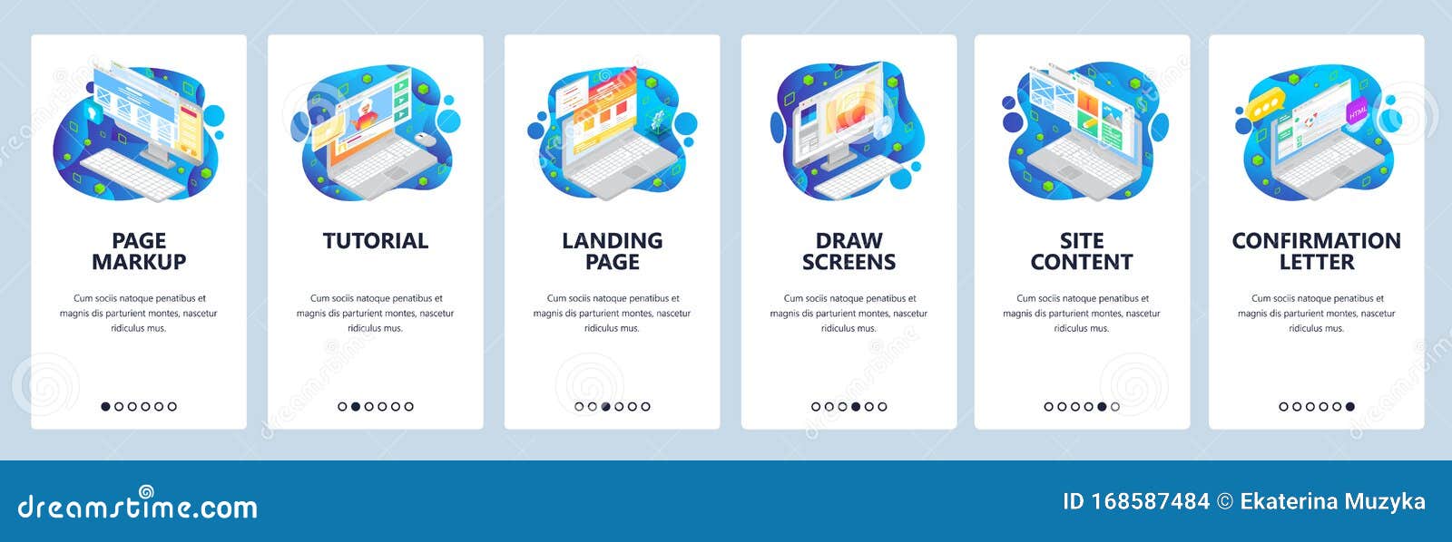 Isometric Computer Icons, Landing Page And Site Wireframe. Mobile App ...