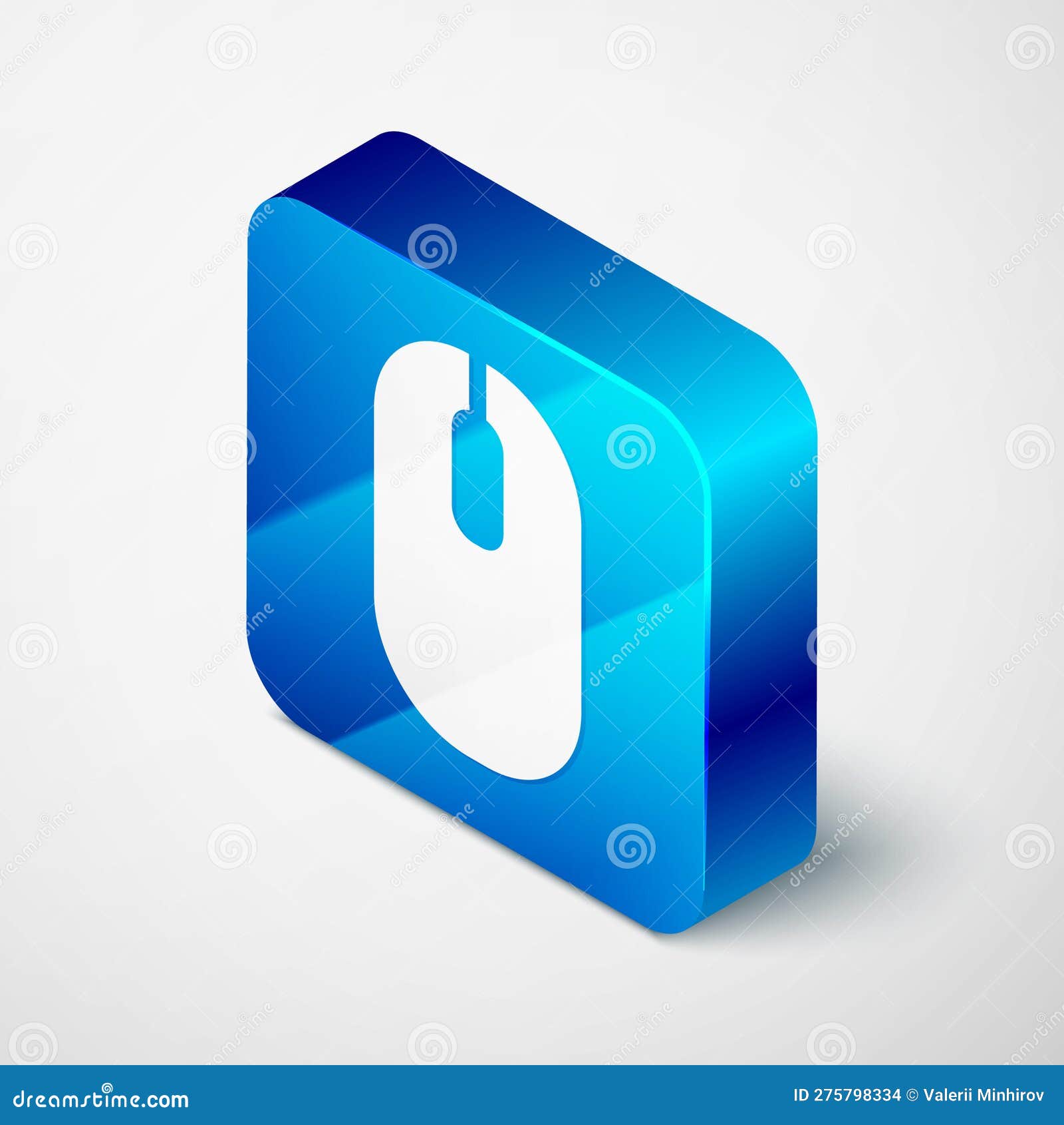 Isometric Computer Mouse Icon Isolated on Grey Background. Optical with ...