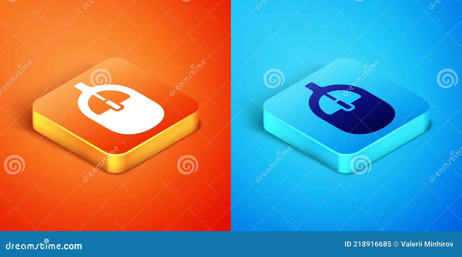 Isometric Computer Mouse Icon Isolated on Orange and Blue Background ...