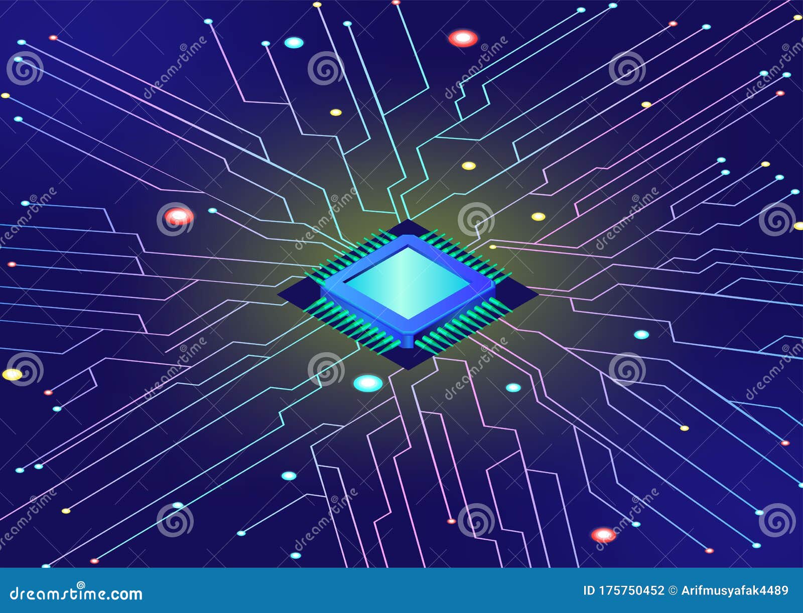 Isometric Computer Processor Chip Background Stock Vector ...