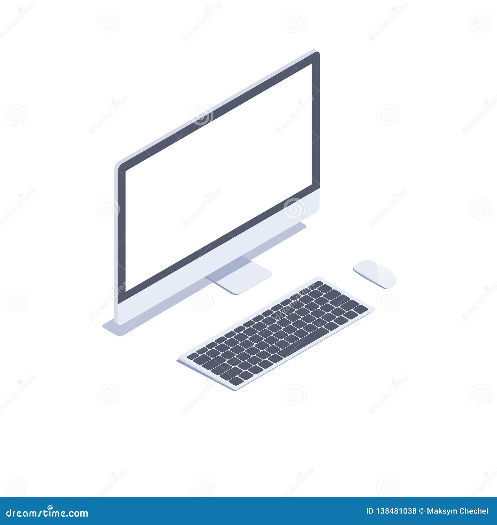 Isometric Computer. Vector 3d Isometric Desktop Computer. Stock Vector ...