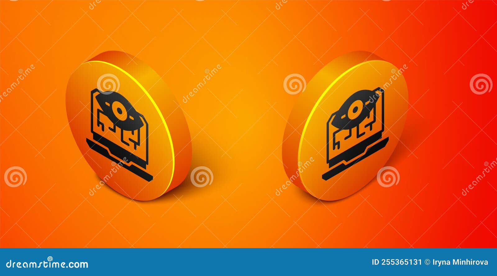 Isometric Computer Vision Icon Isolated on Orange Background. Technical ...