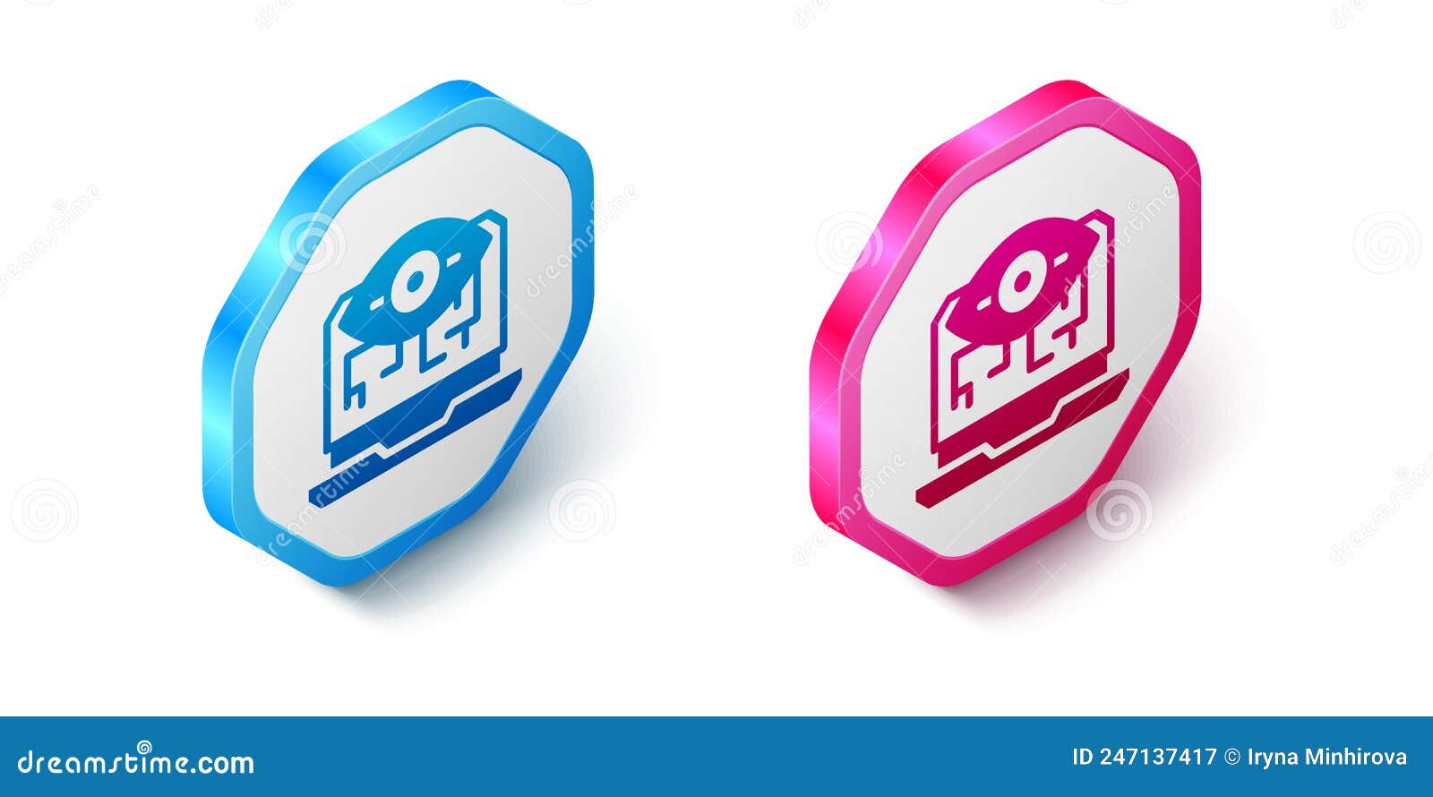 Isometric Computer Vision Icon Isolated on White Background. Technical ...