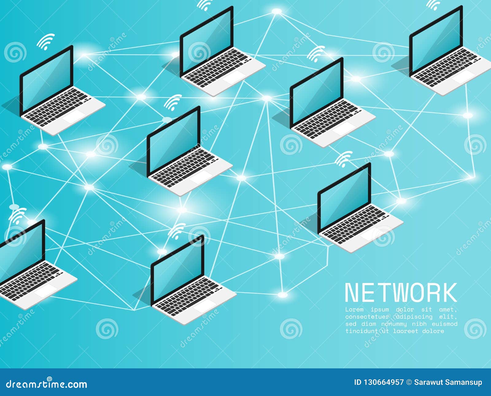 Isometric Computer Wireless Network Connect Flat Vector Stock Vector ...