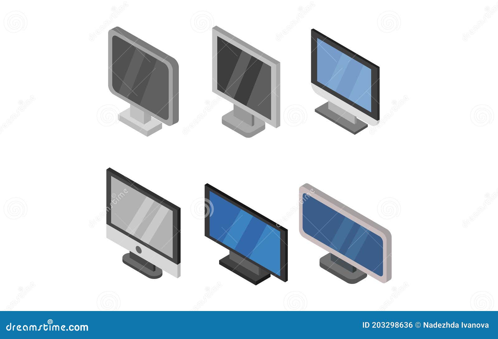 Isometric Computers Set in Vector Illustration Stock Illustration ...