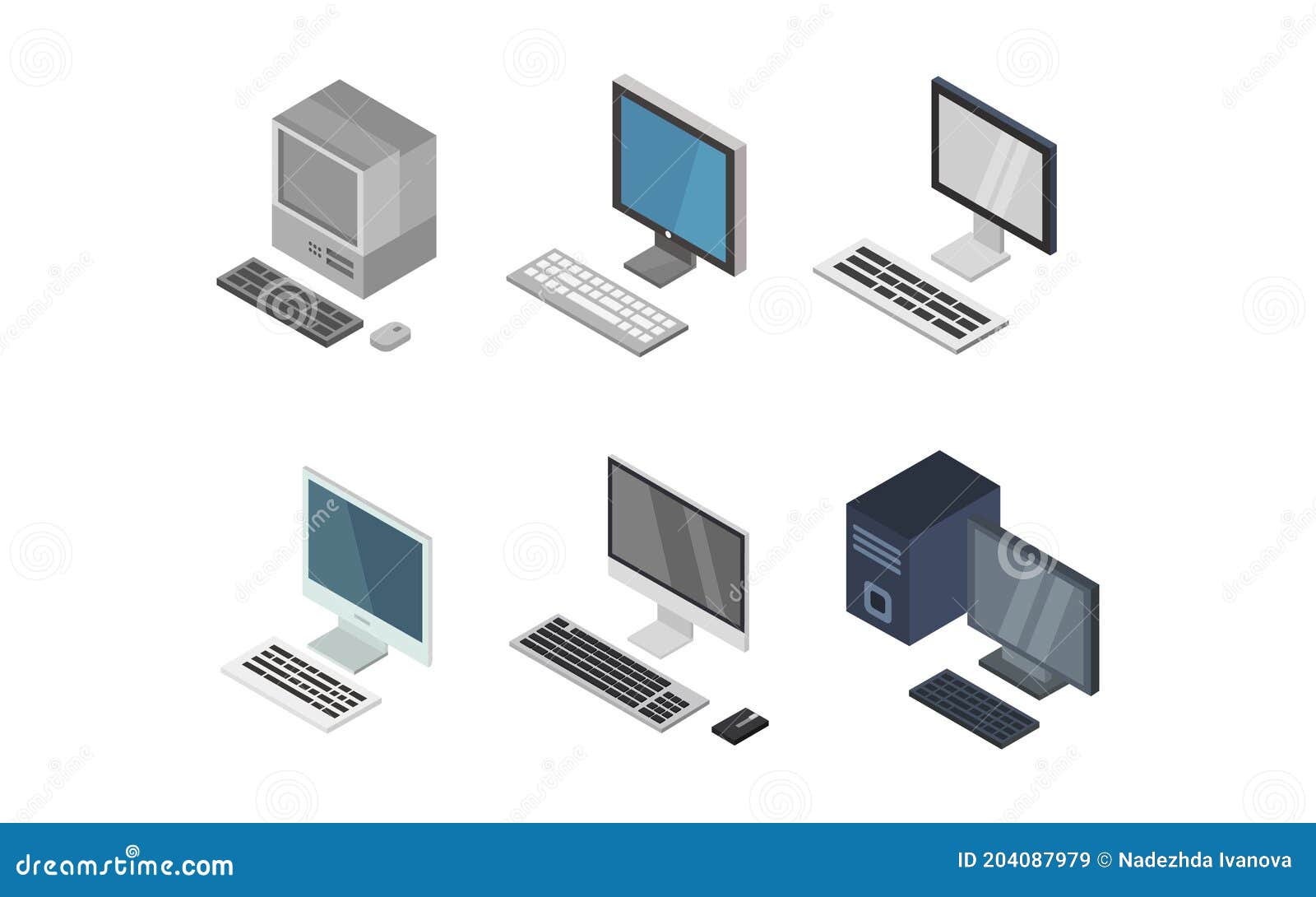 Isometric Computers Set Vector Illustration Stock Illustration ...