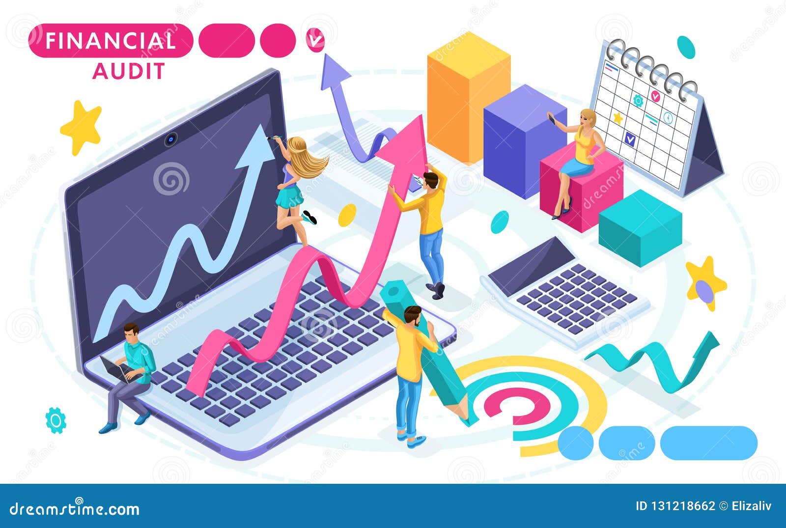 Isometric Concept of Audit, Accounting, Financial Audit. Data Analysis ...