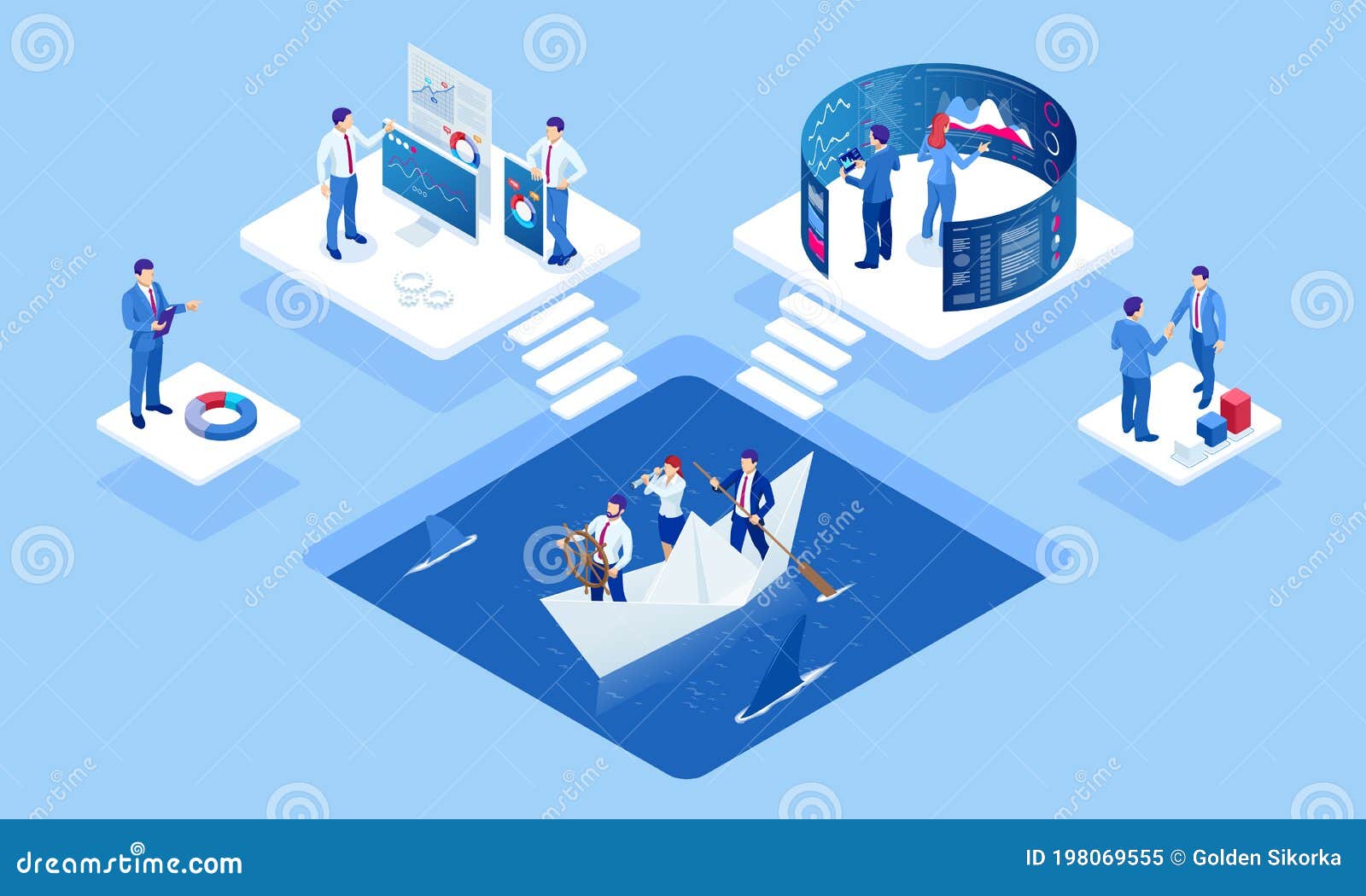 Isometric Concept of Business Analysis, Analytics, Research, Strategy ...