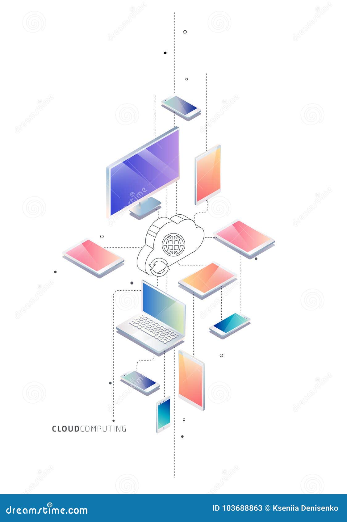 Isometric Concept of Cloud Computing Stock Vector - Illustration of network, mobile: 103688863