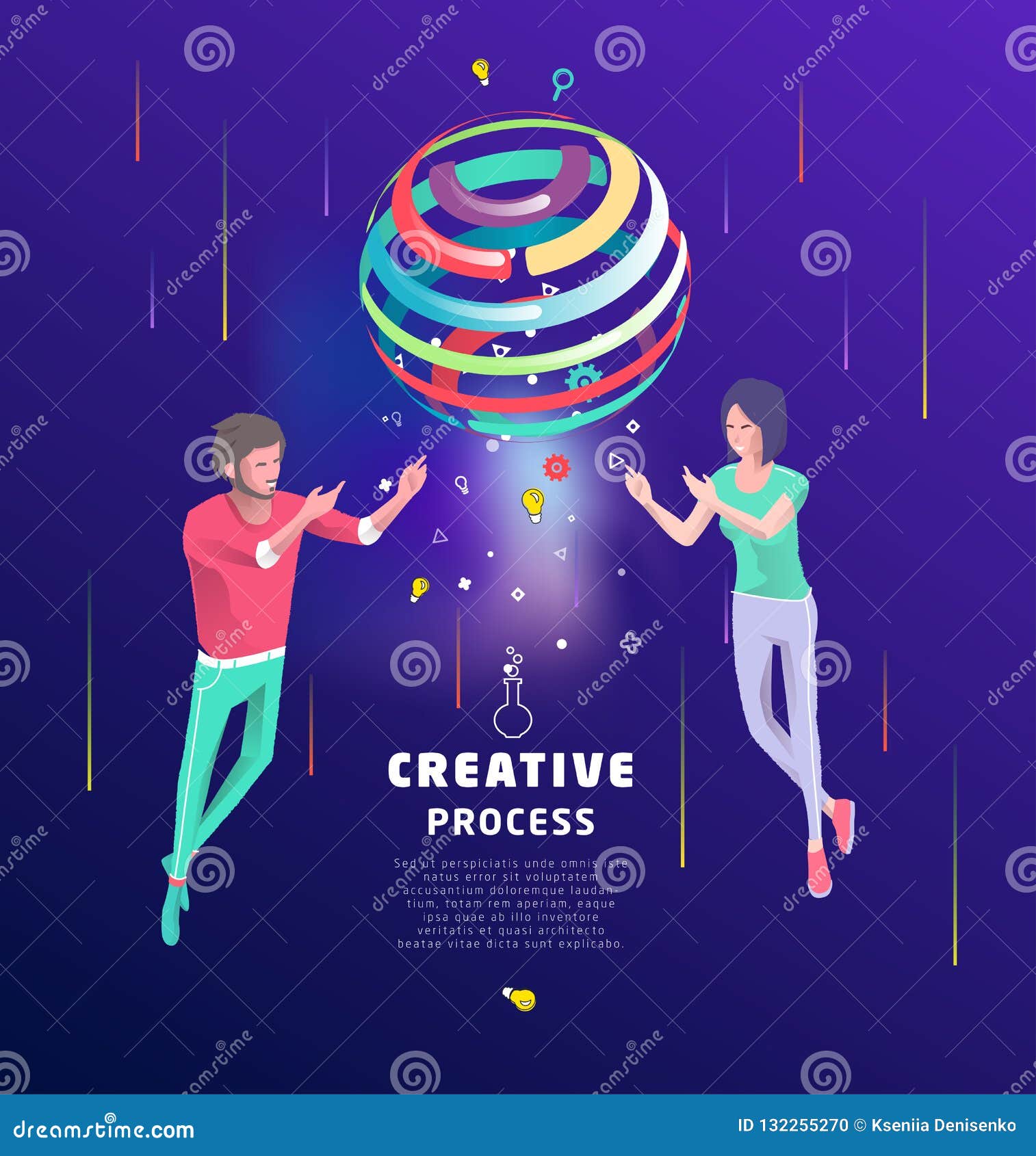Isometric Concept of Creative Process. Business Concept. Stock Vector ...