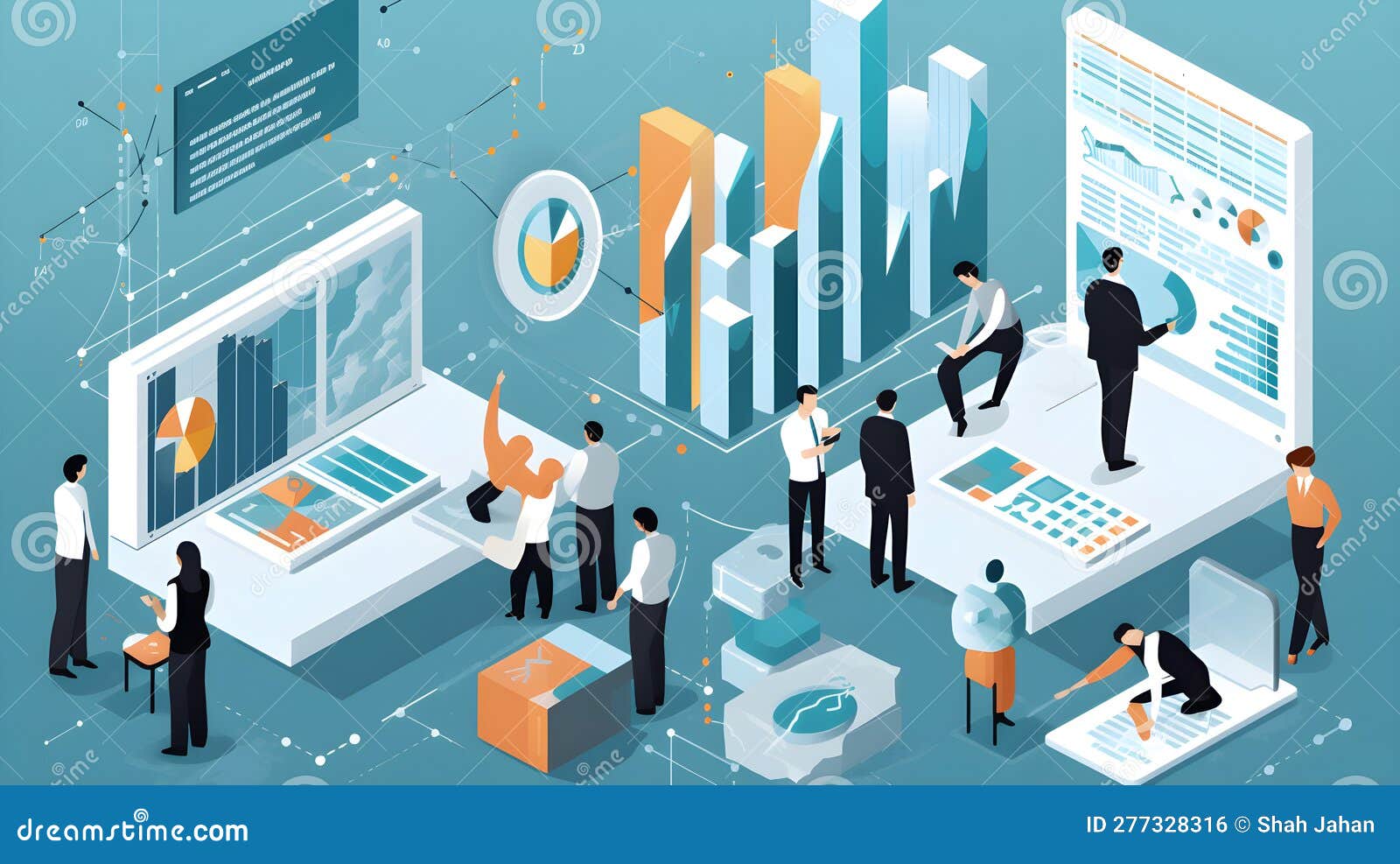 Isometric Concept of Data Analytics Service Stock Illustration ...