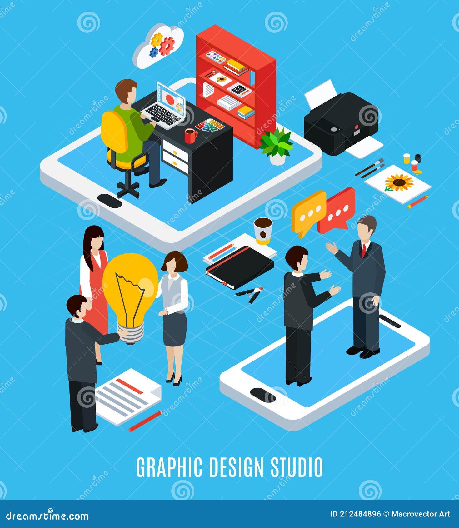 Graphic Design Studio Concept Stock Vector - Illustration of digital ...