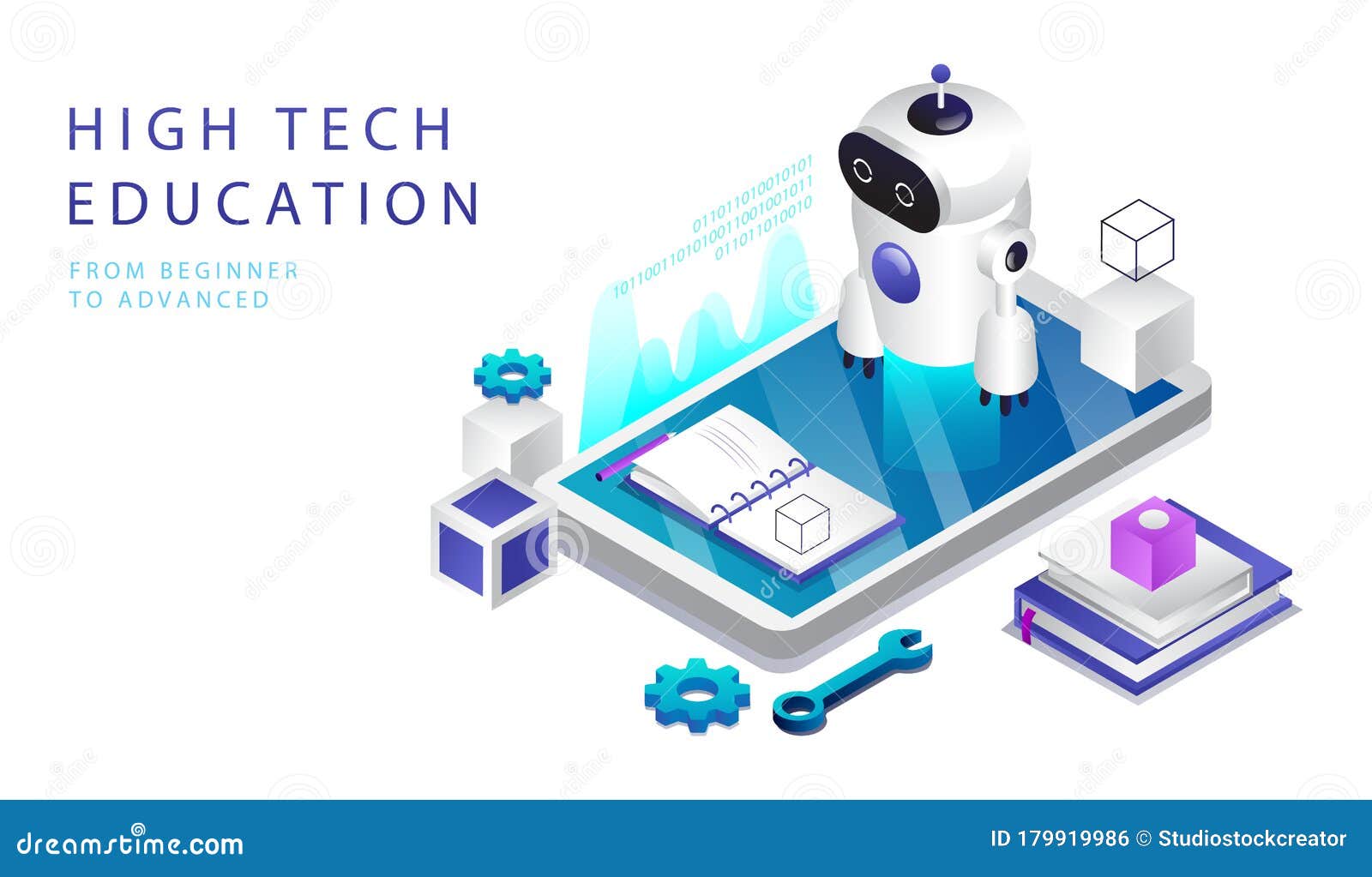Isometric Concept of High Tech Education. Website Landing Page Stock ...