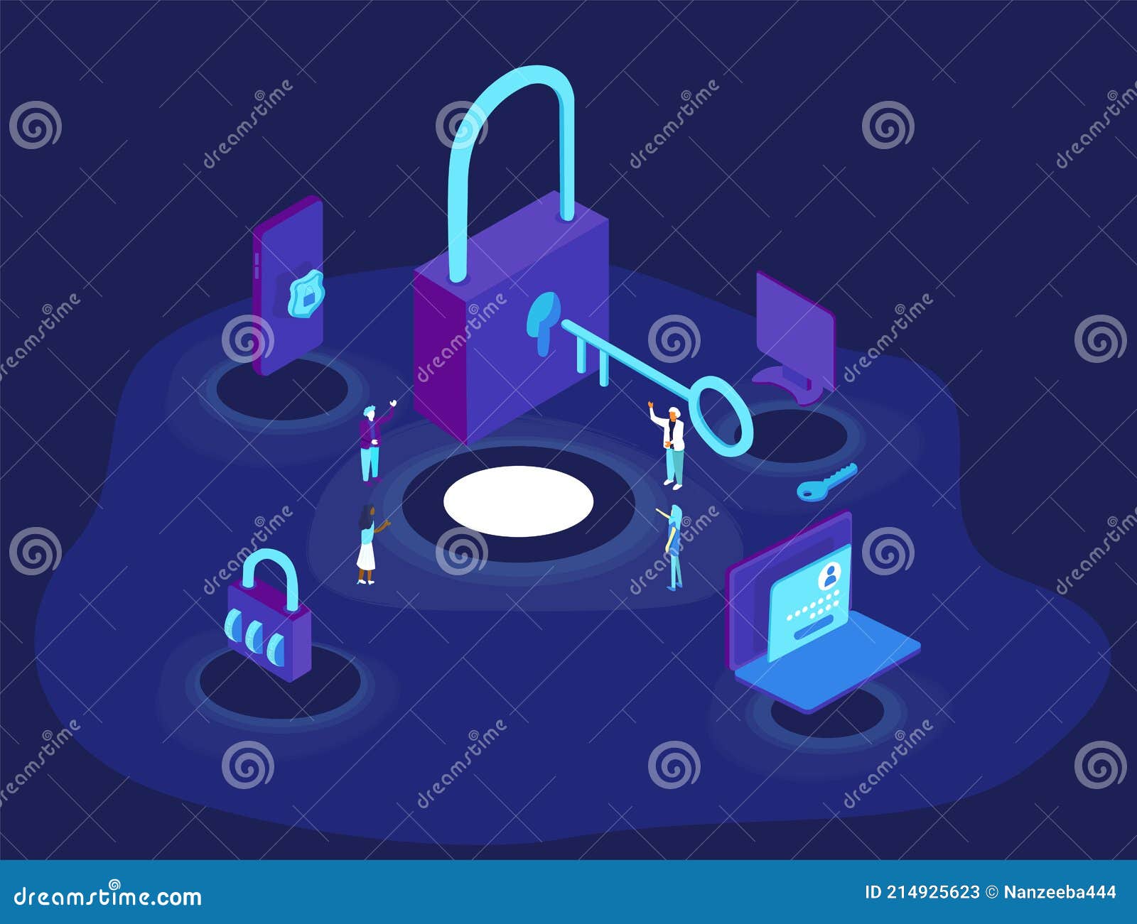 Isometric Concept on Internet or Cyber or Network Security. Stock Vector - Illustration of cyber ...