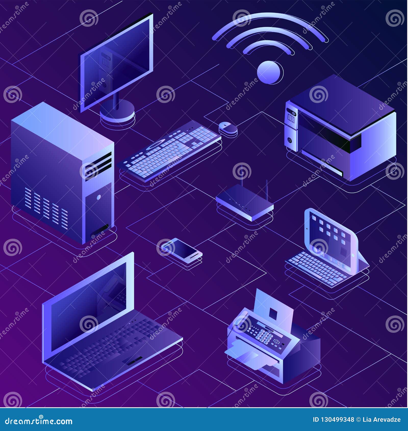 Isometric Concept of Modern Connection Services and Computing El Stock ...