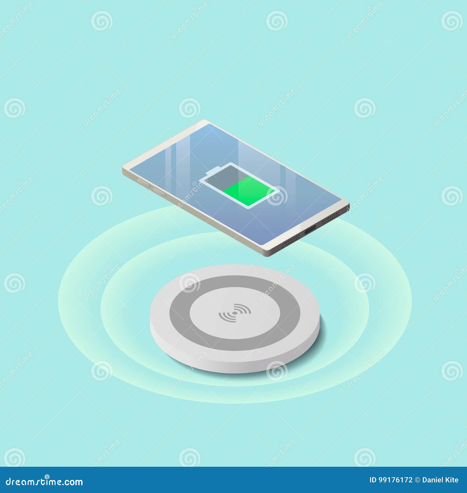Isometric Concept of Phone Wireless Charging. Stock Illustration ...