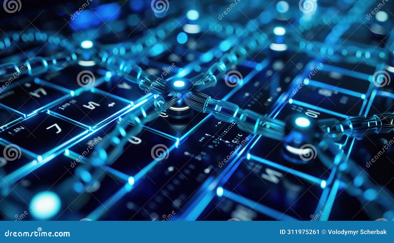 Isometric Concept Of Quantum Computers Blockchain It Technology Or Coding Information Blocks