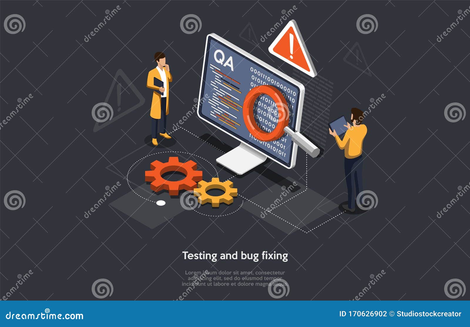 Isometric Concept of Research and Develop of Mobile Application. People ...