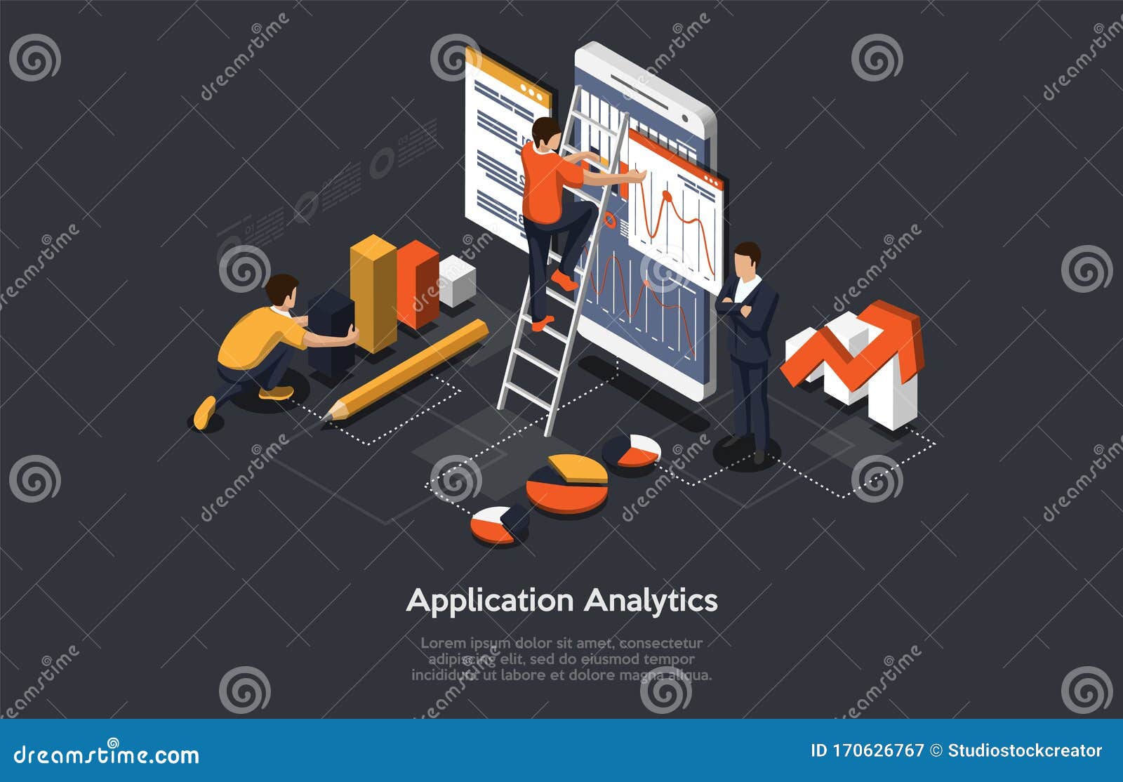 Isometric Concept of Research and Develop of Mobile Application. People ... Isometric Concept of Research and Develop of Mobile Application. People ...
