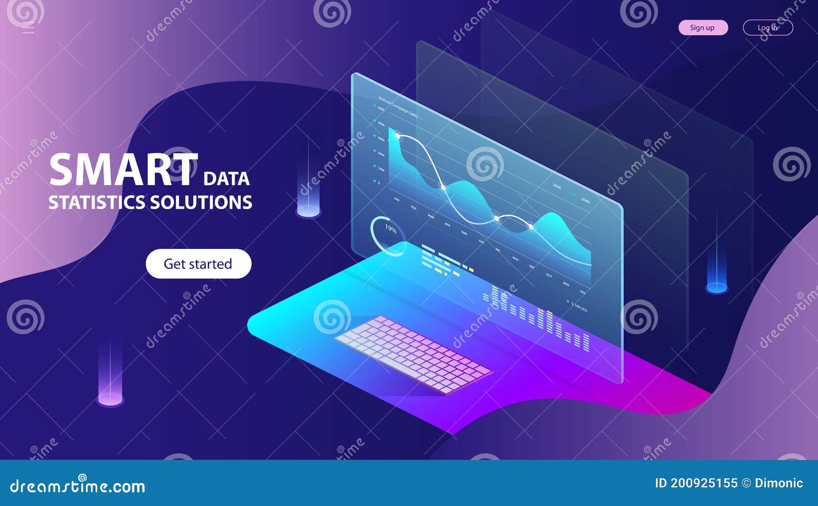Isometric Concept of Smart Data Statistics Solutions. Landing Page ...