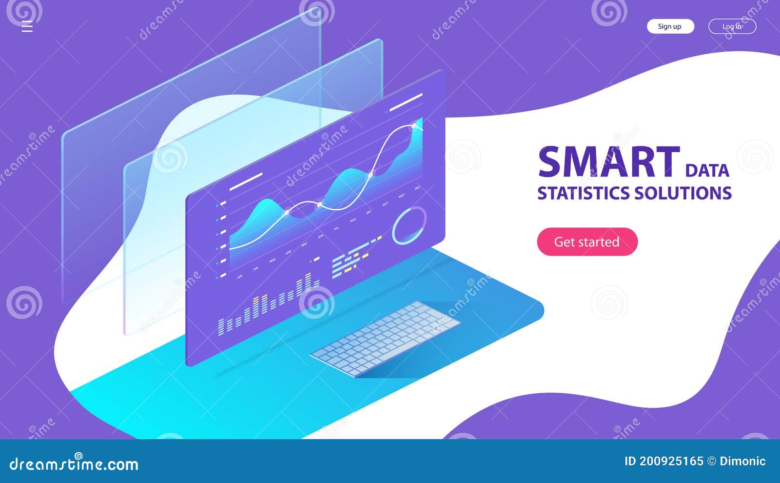 Isometric Concept of Smart Data Statistics Solutions. Landing Page ...
