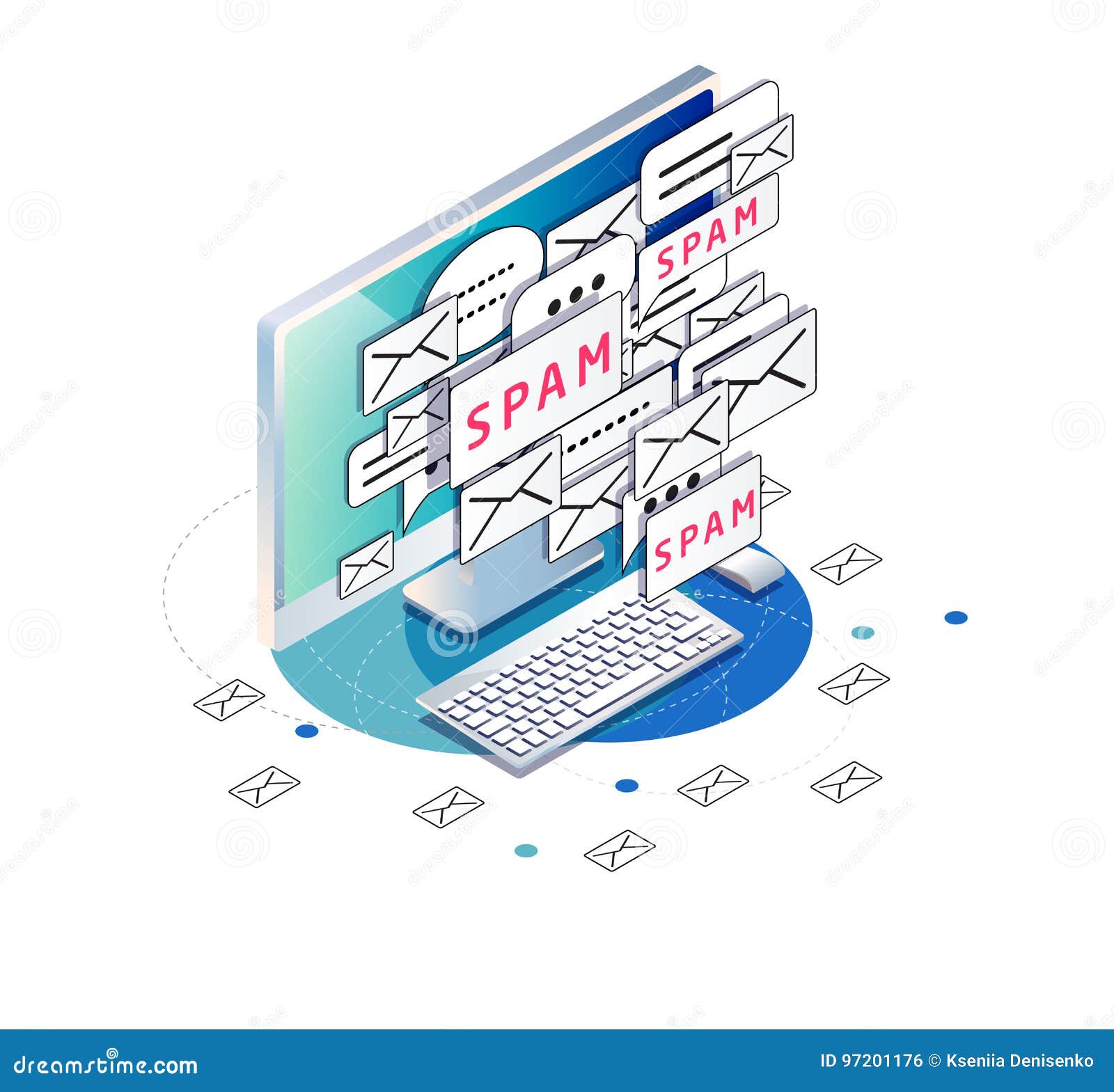Isometric Concept of Spam. Junk Stock Vector - Illustration of internet ...