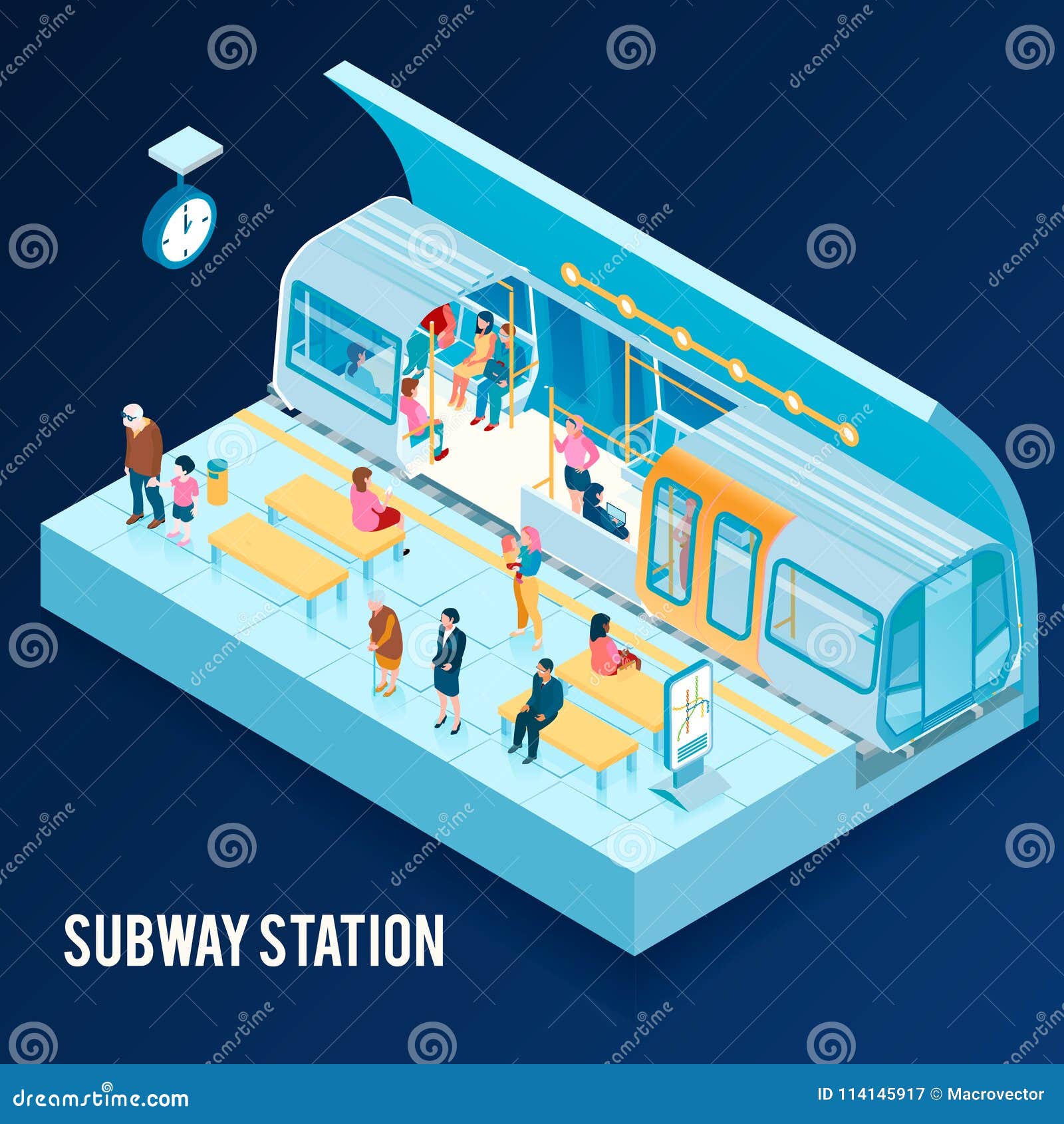 Isometric Underground Tunnel For Vehicular Road Traffic. Car Tunnel ...