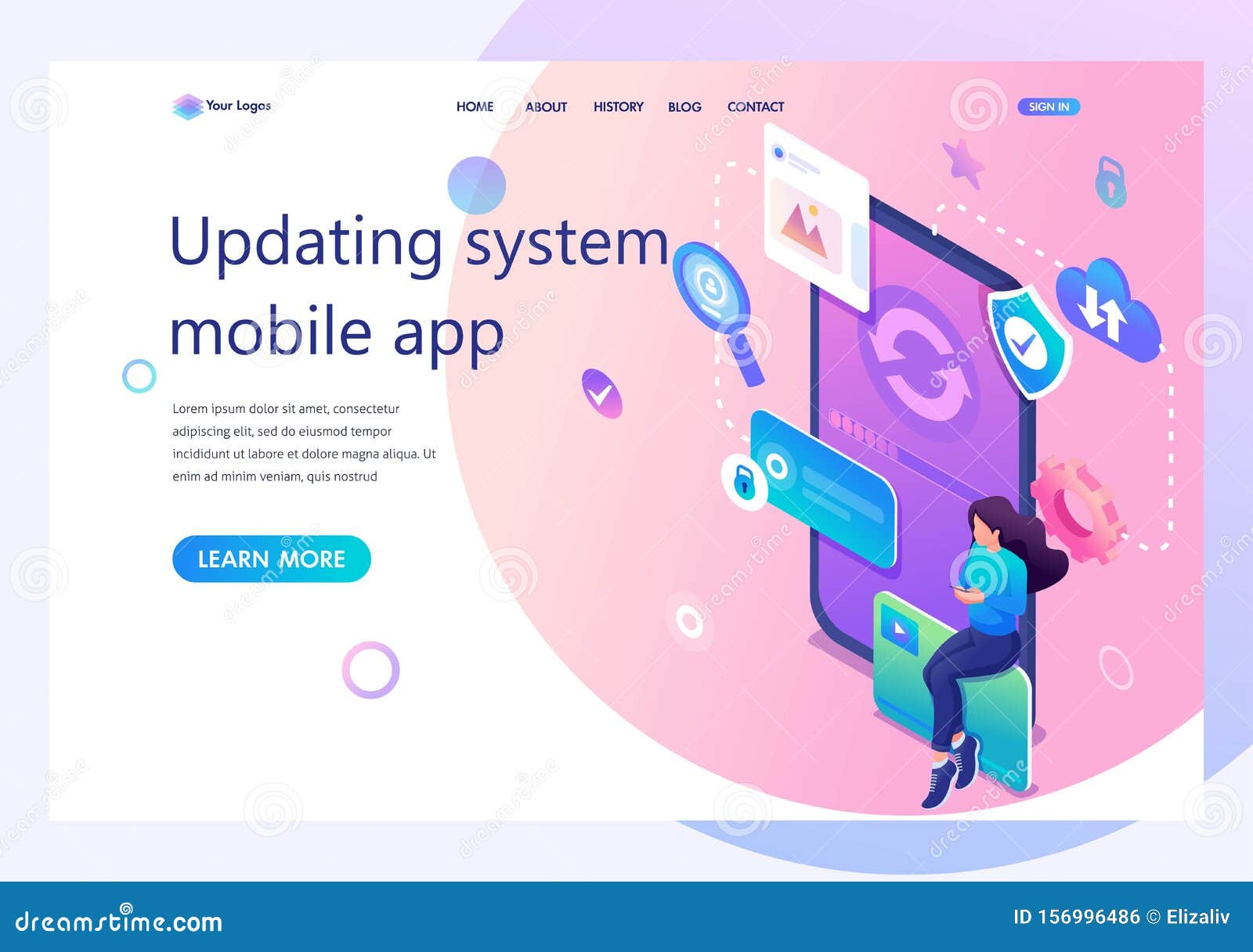 Concept Of Update Application Progress Icon Vector Illustration ...