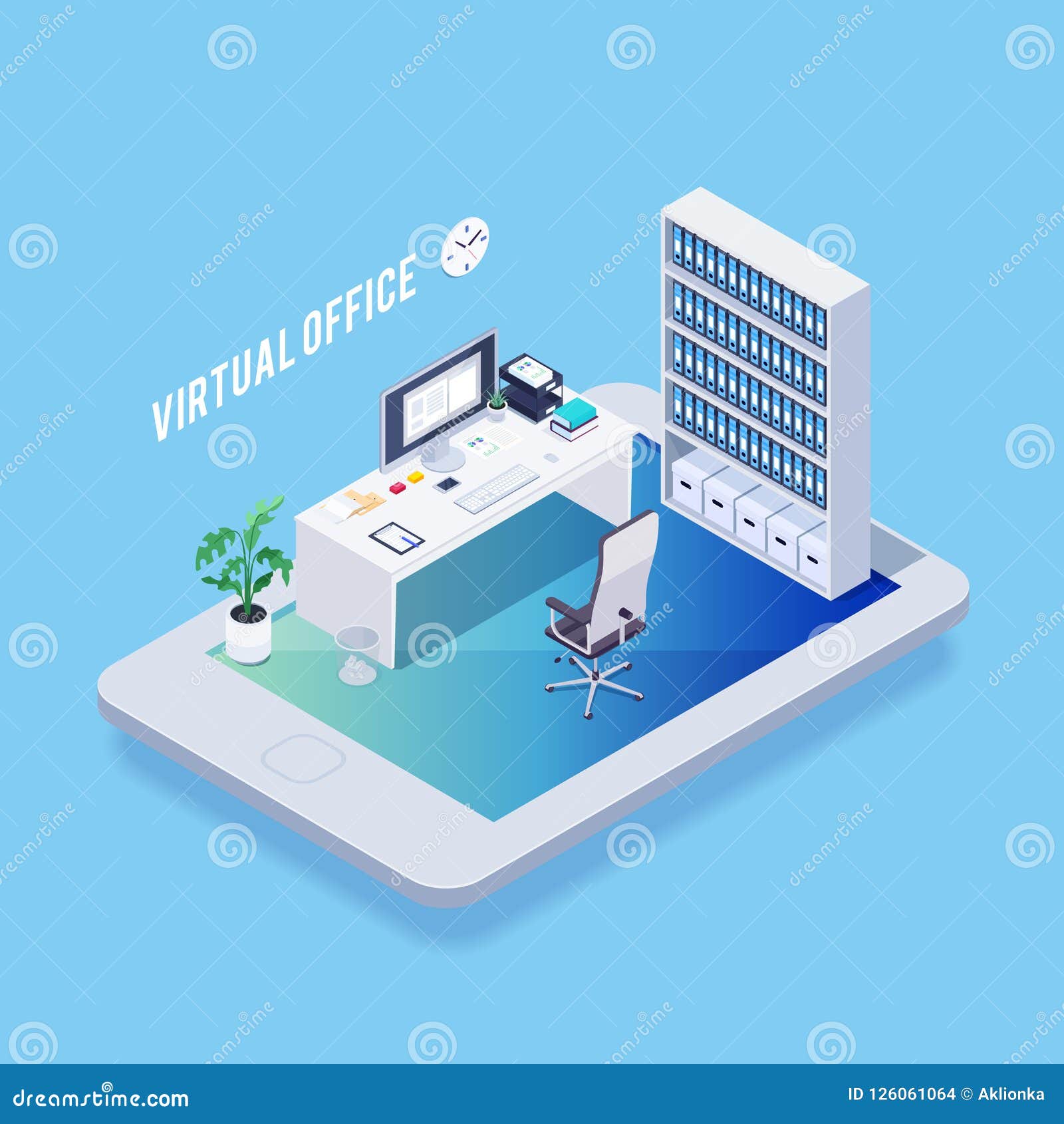 Isometric Concept Of Virtual Desktop. Vector Illustration ...