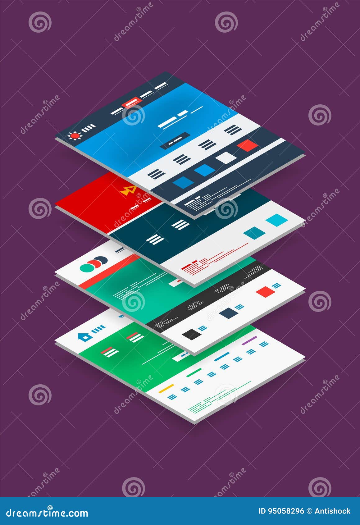 Isometric Concept of Web Site Design Templates Stock Vector ...