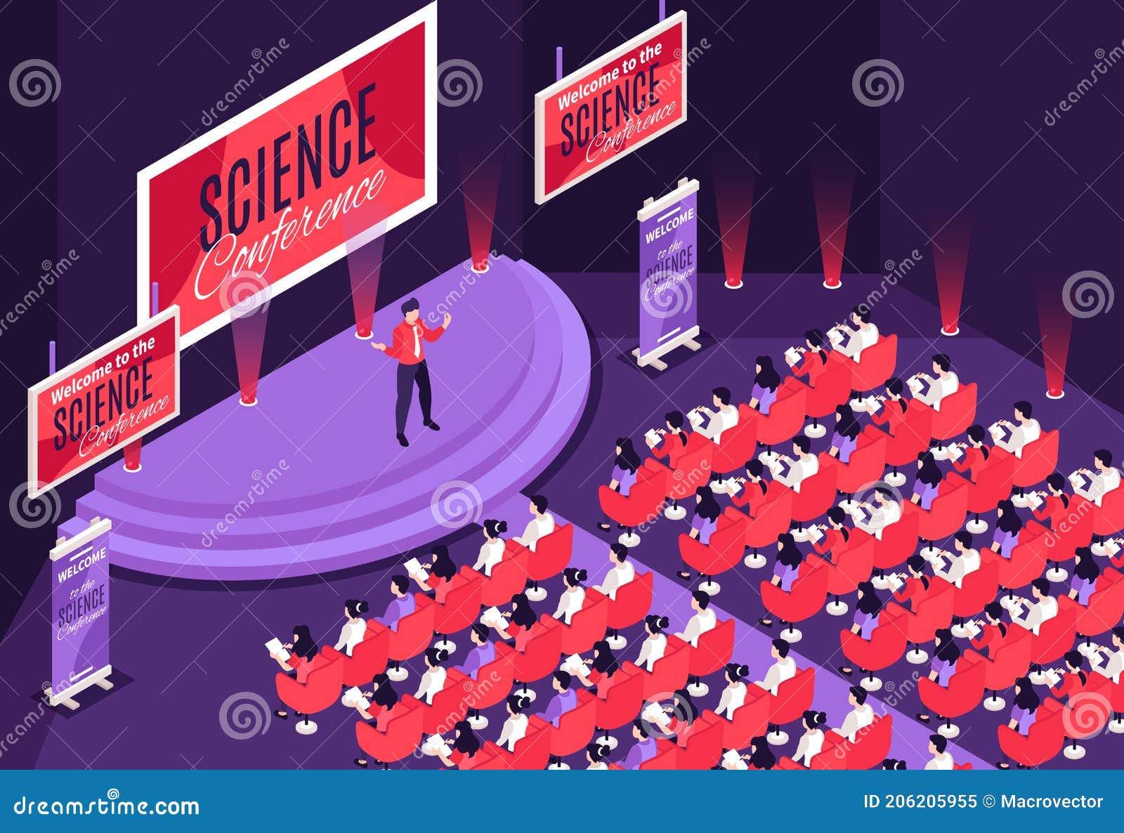 Isometric Conference Illustration Stock Vector - Illustration of people ...