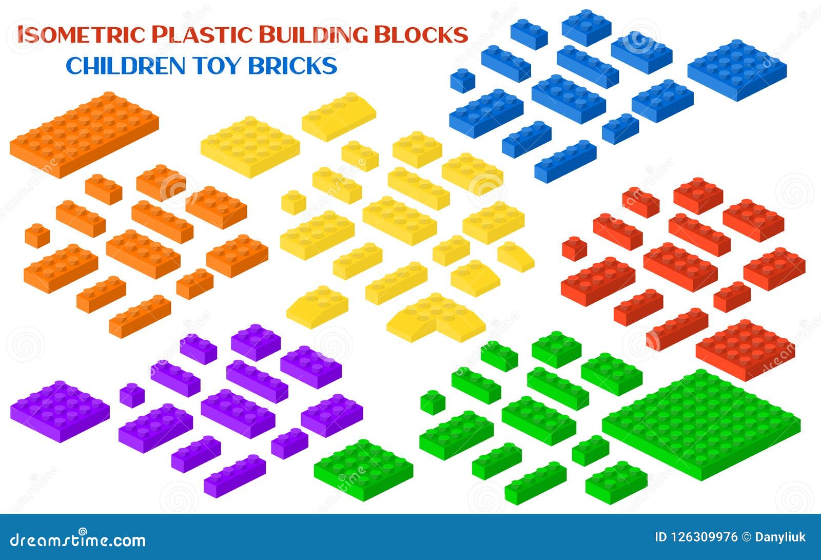 Isometric Constructor Blocks 3d Preschool Build Cubic Vector ...