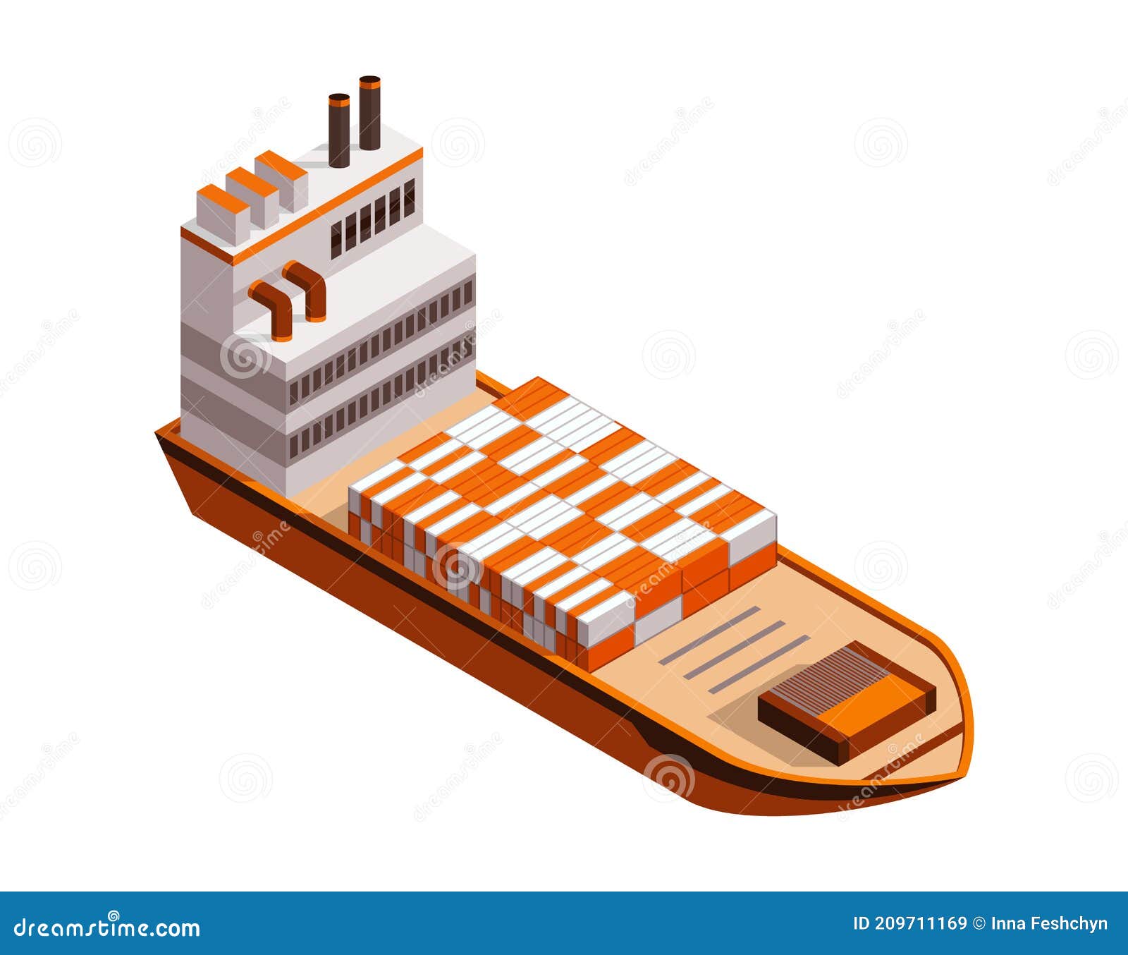Isometric Container Cargo Ship. Delivery On Water. Shipping Freight ...