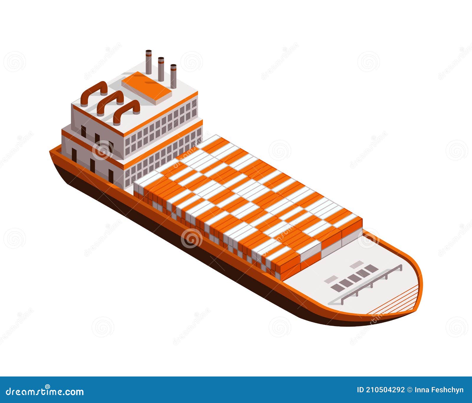 Isometric Container Cargo Ship. Delivery on Water. Shipping Freight ...
