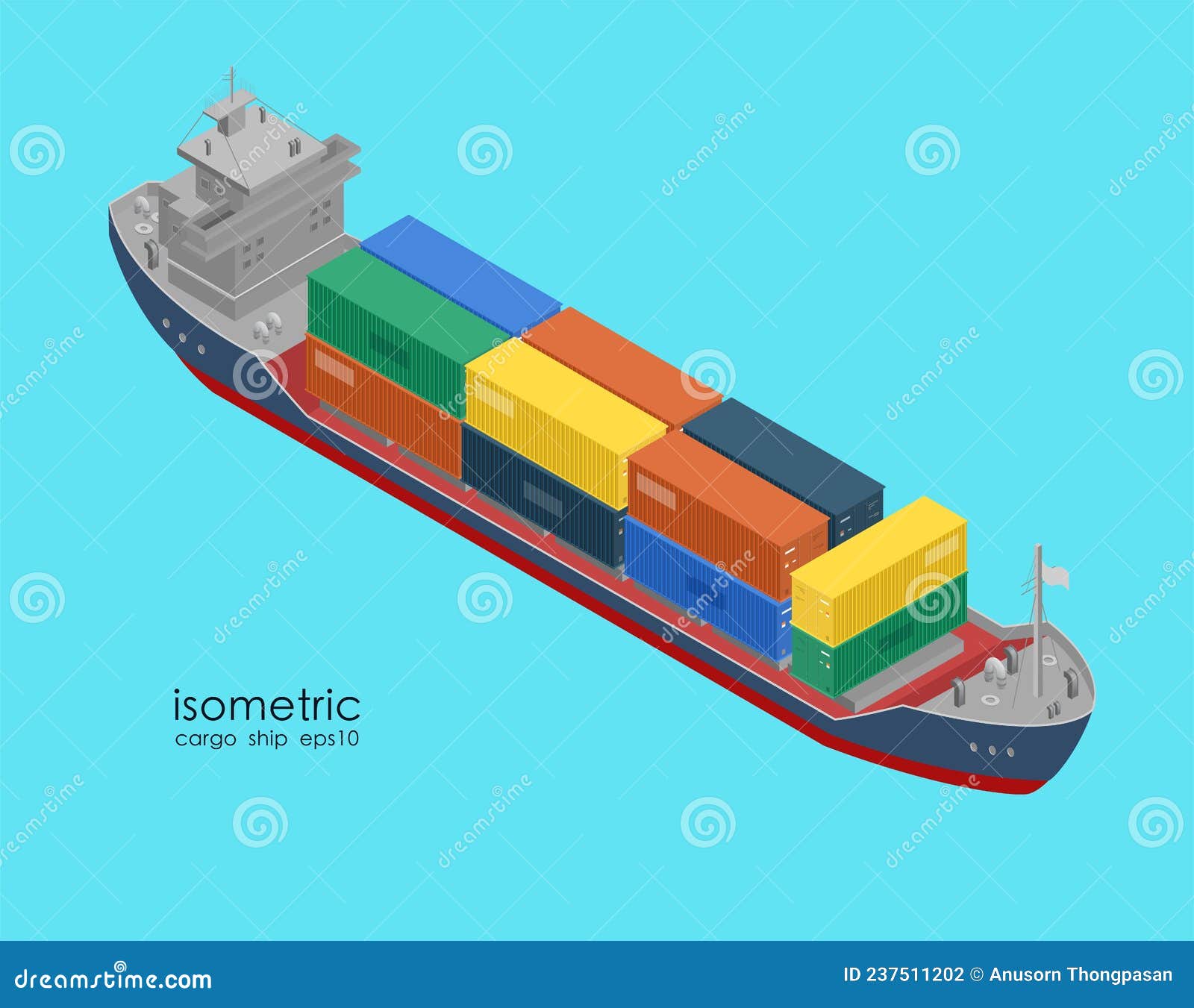 Isometric Container Ship., Illustration Vector Stock Vector ...