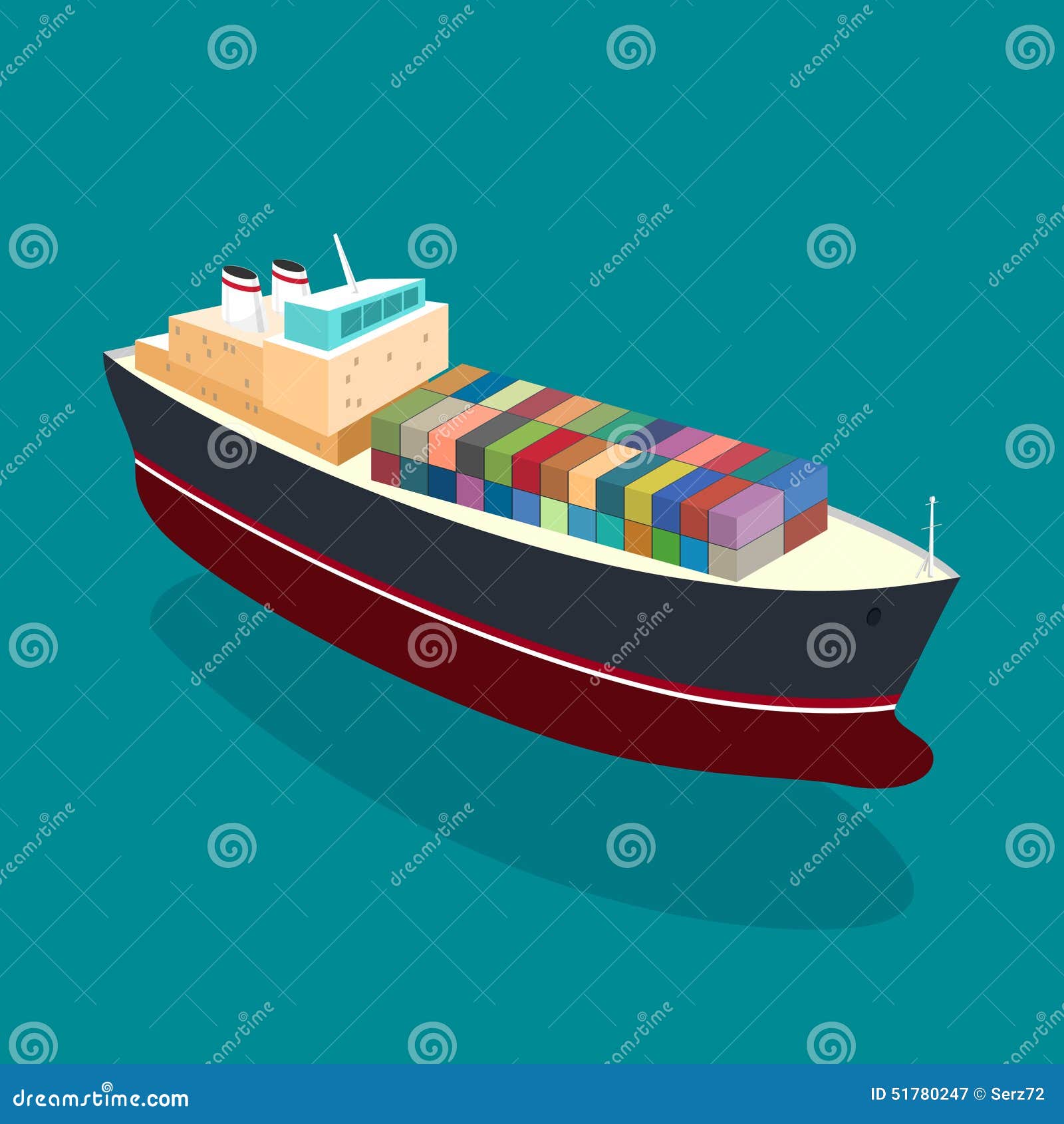 Isometric Container Ship on the Water Stock Vector - Illustration of ...