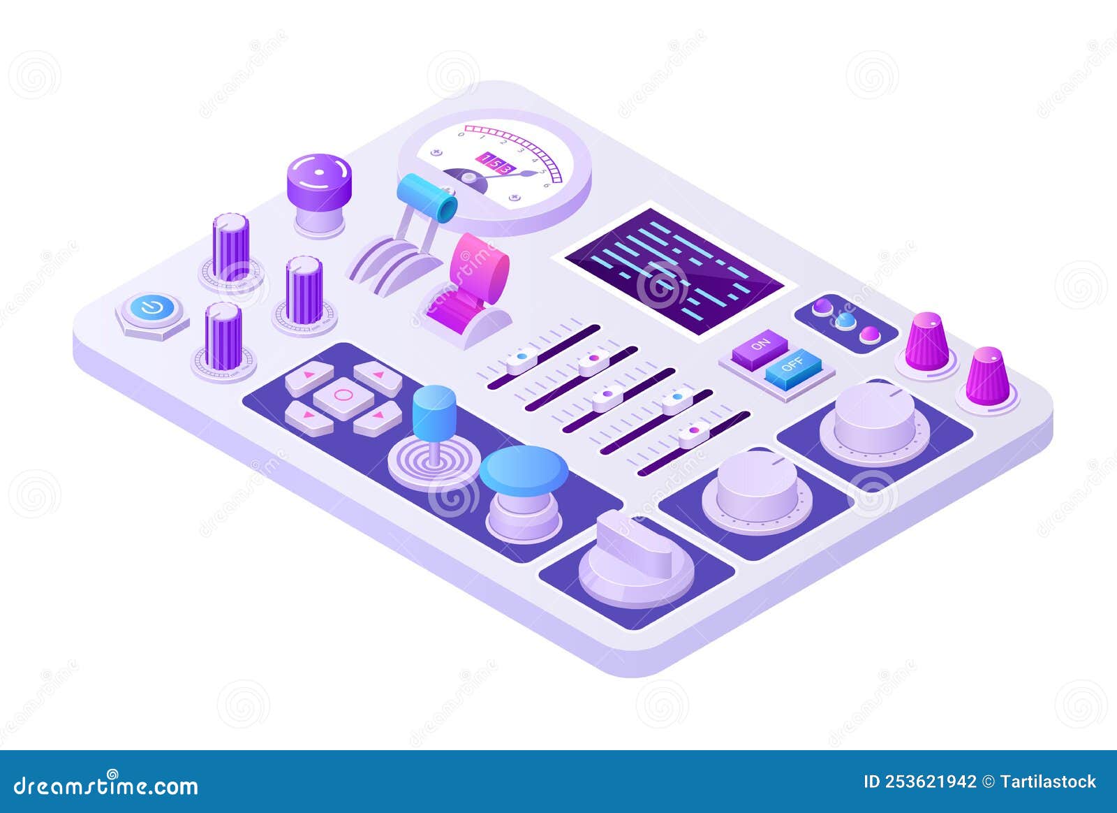 Isometric Control Panels. Spaceship Dashboards, Aircraft Panel With ...