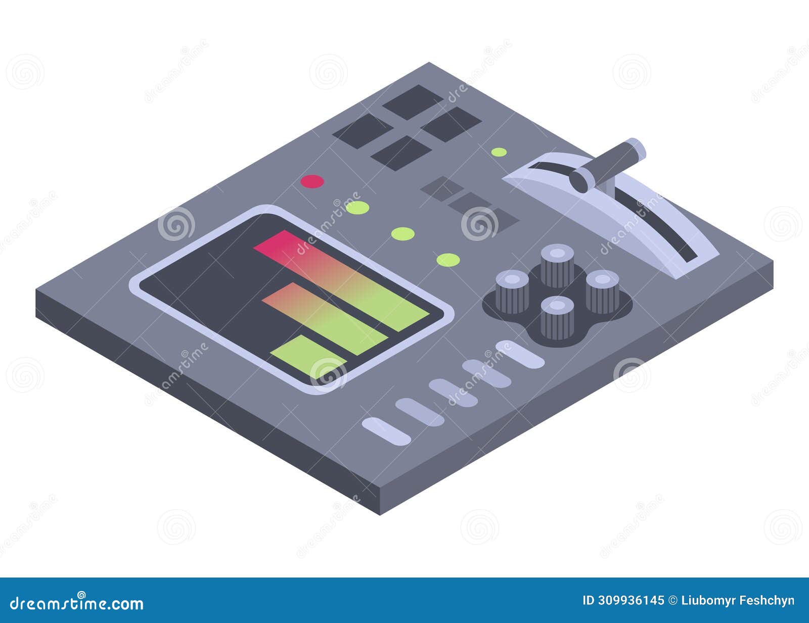 Isometric Control Panel Spaceship With Slider, Controllers, Buttons. 3d ...